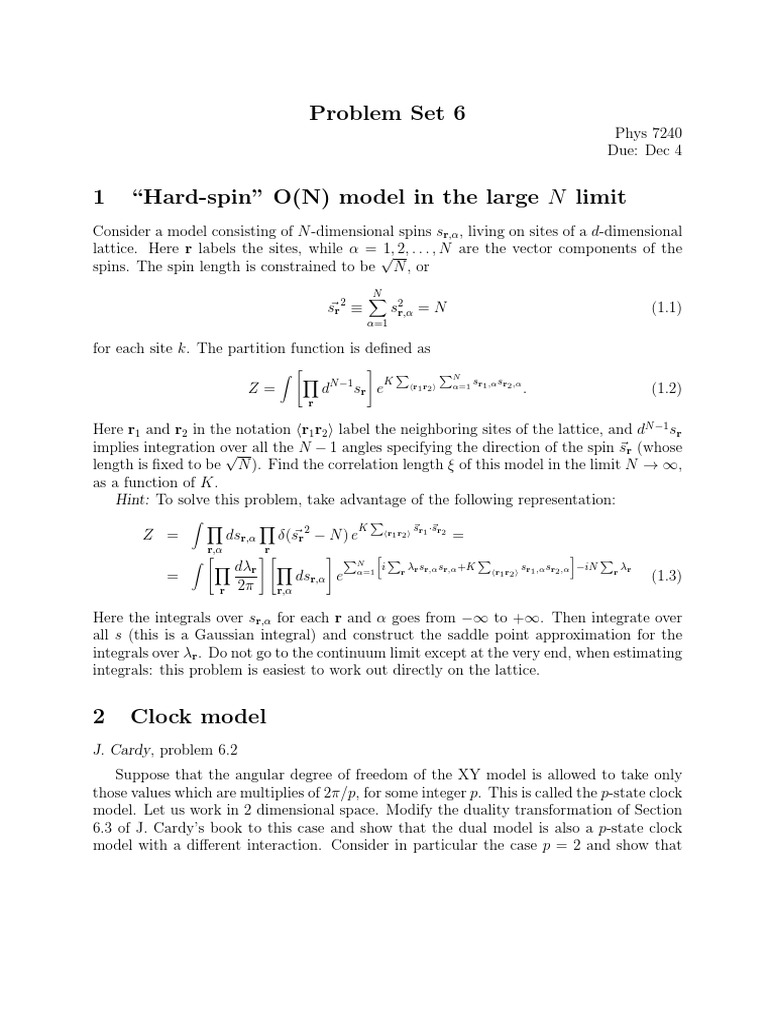 Problem Set 6 | Download Free PDF | Theoretical Physics | Teaching ...