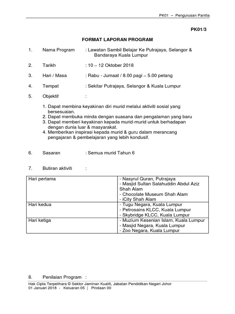Laporan Lawatan | PDF