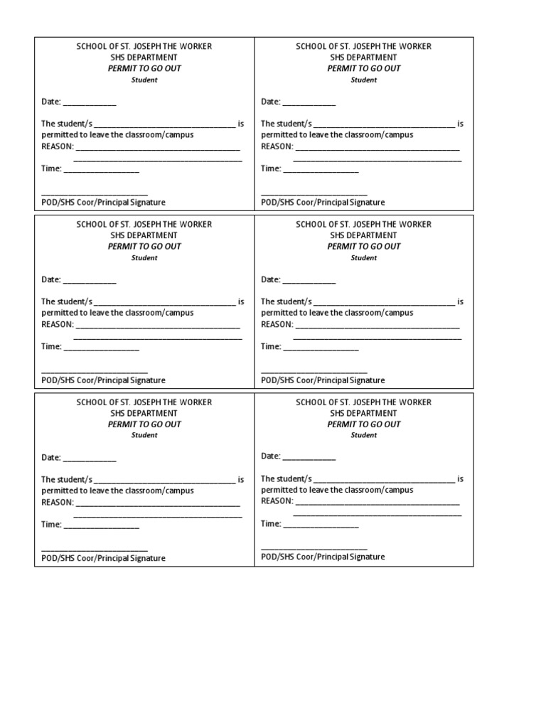 Permit To Go Out Permit To Go Out: Student Student | PDF