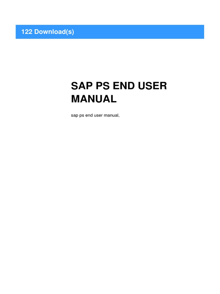 Sap Ps End User Manual: 122 Download(s) | PDF | Digital Technology ...
