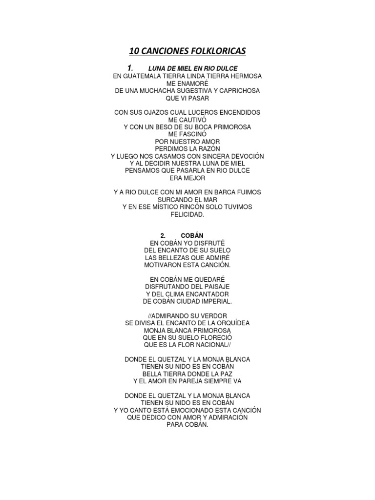 10 Canciones Folkloricas de guatemala | Música en español | Ocio