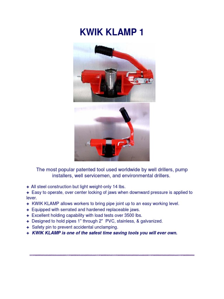 KWIK KLAMP 1: Lightweight Pipe Tool | PDF | Home & Garden | Science ...