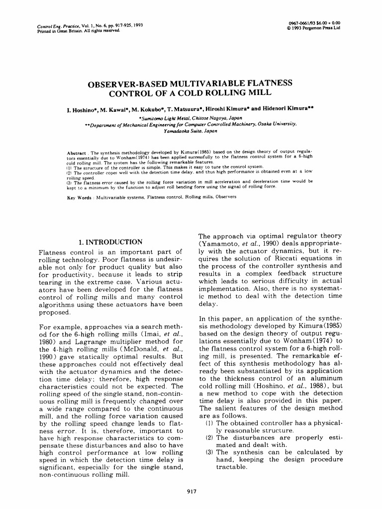 Control Engineering Practice Volume 1 Issue 6 1993 Oll | PDF | Control ...