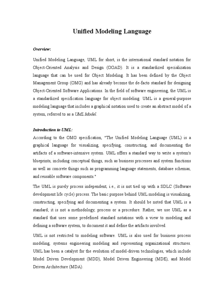 Unified Modeling Language: Overview | PDF | Unified Modeling Language | Class (Computer Programming)