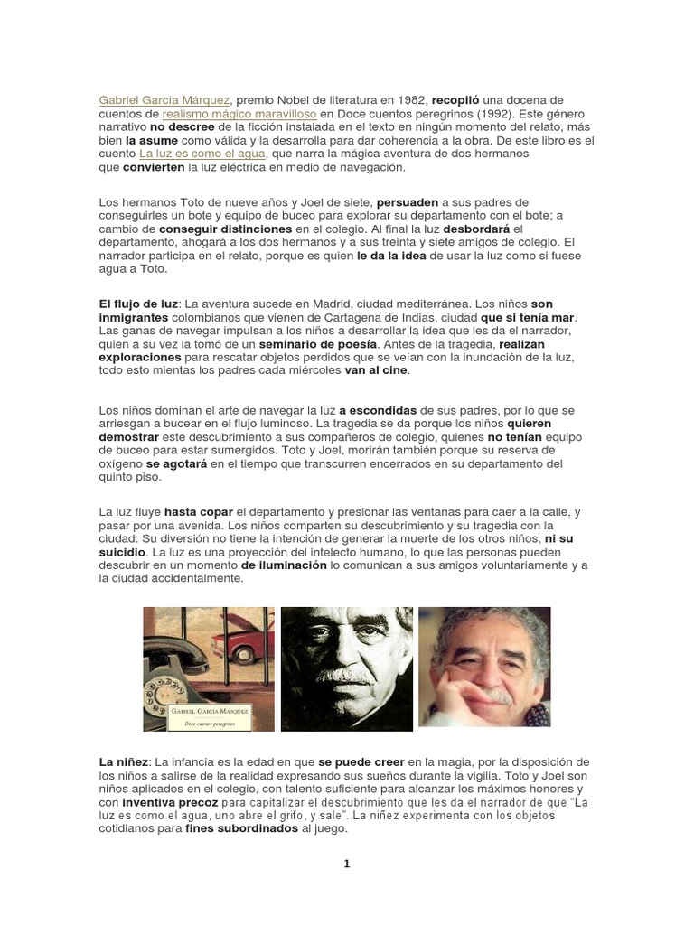 Gabriel García Márquez - La Luz Es Como El Agua | Gabriel García ...