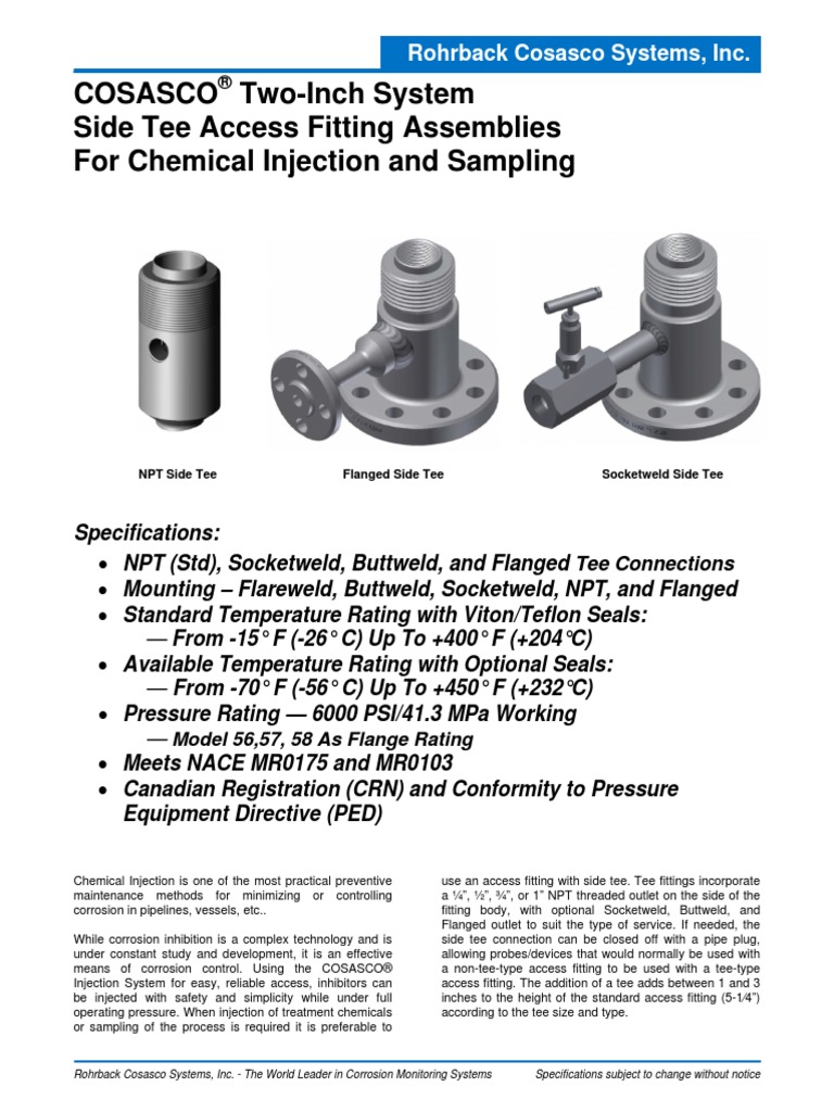 Cosasco Side Tee Access Fittings PDF | PDF | Pipe (Fluid Conveyance ...