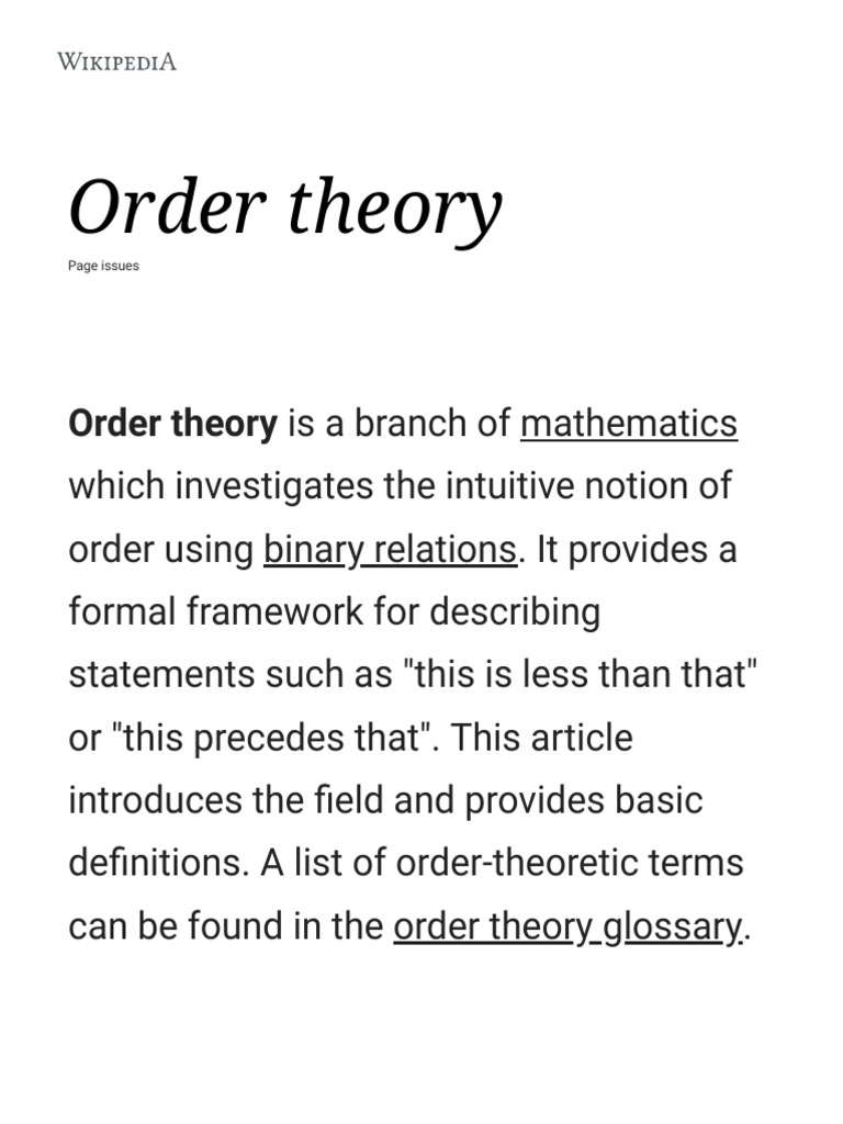 Order Theory | PDF | Category Theory | Mathematical Logic
