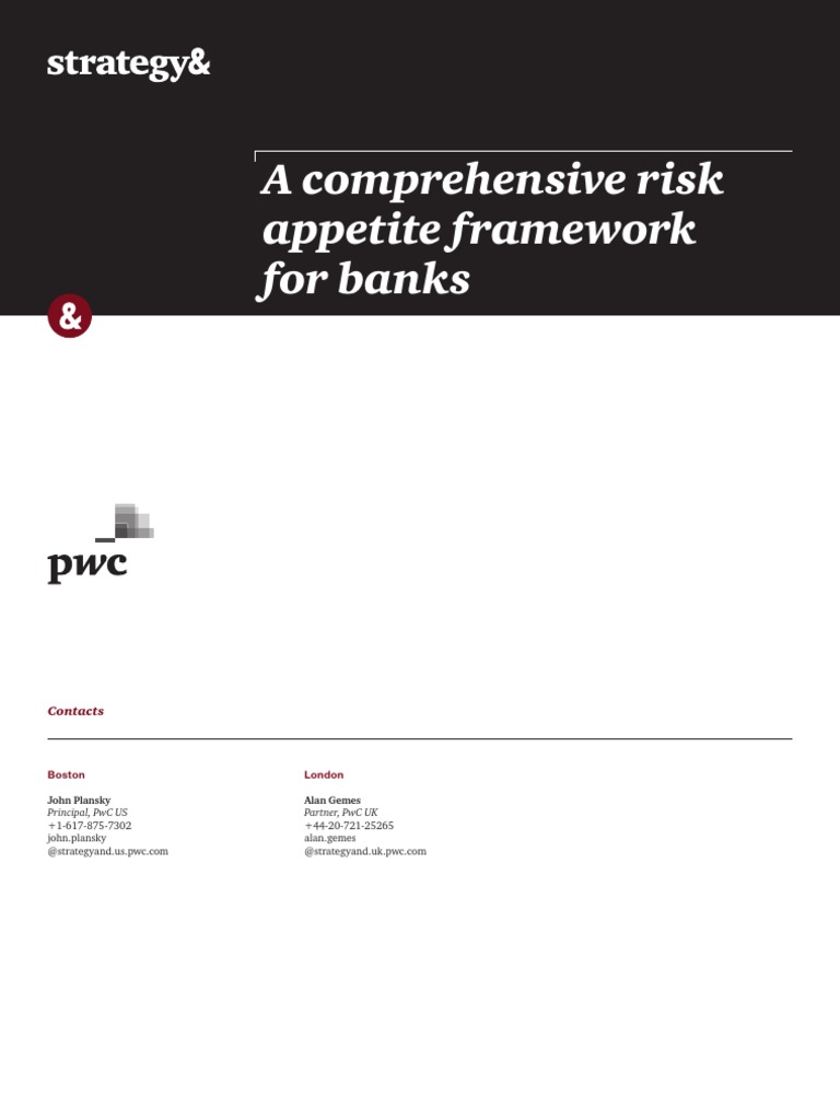 A Comprehensive Risk Appetite Framework For Banks en | PDF | Risk ...