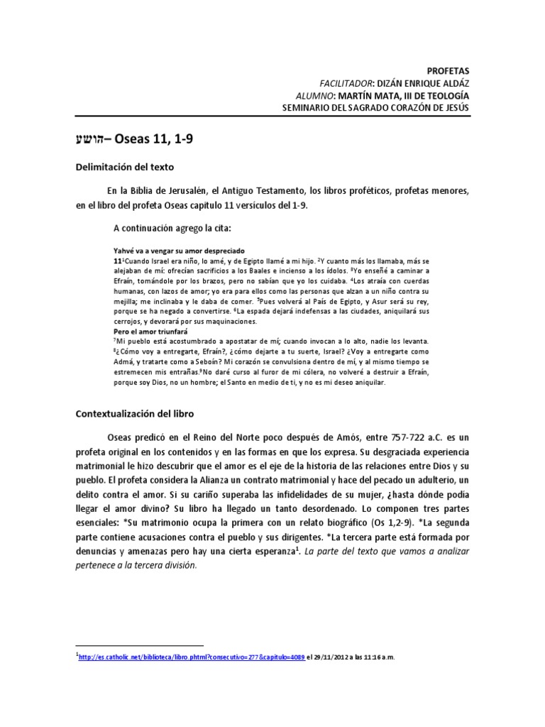 Oseas 11,1-9 | PDF | Yahvé | Contenido bíblico