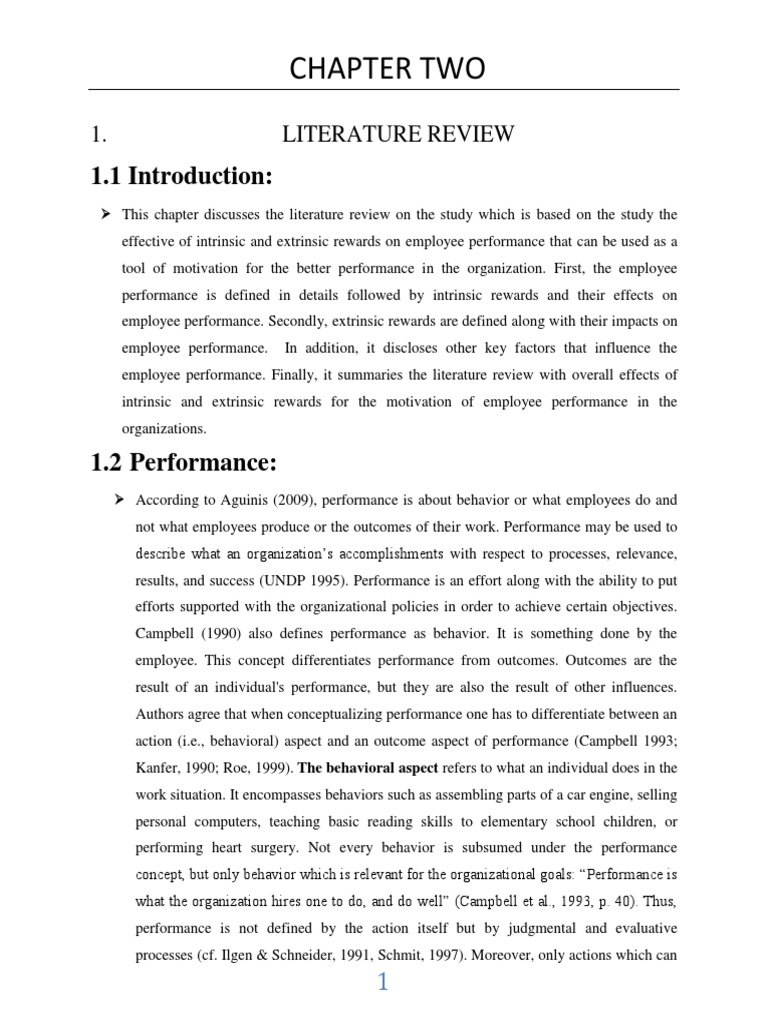 Chapter Two: 1. Literature Review | PDF | Motivation | Motivational