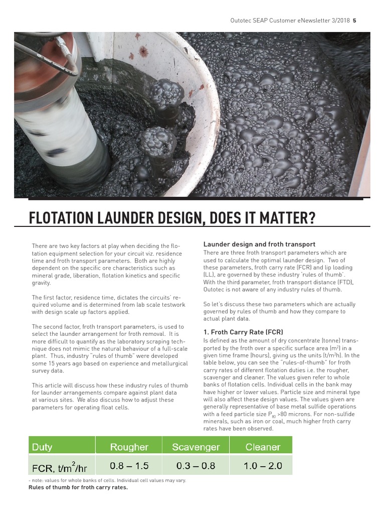 Flotation Launder Design Insights | PDF | Foam | Physical Sciences