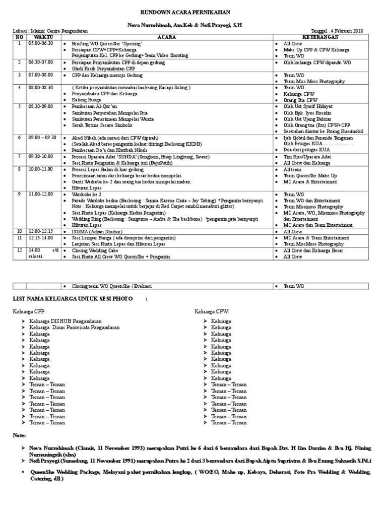 Rundown Acara Pernikahan | PDF