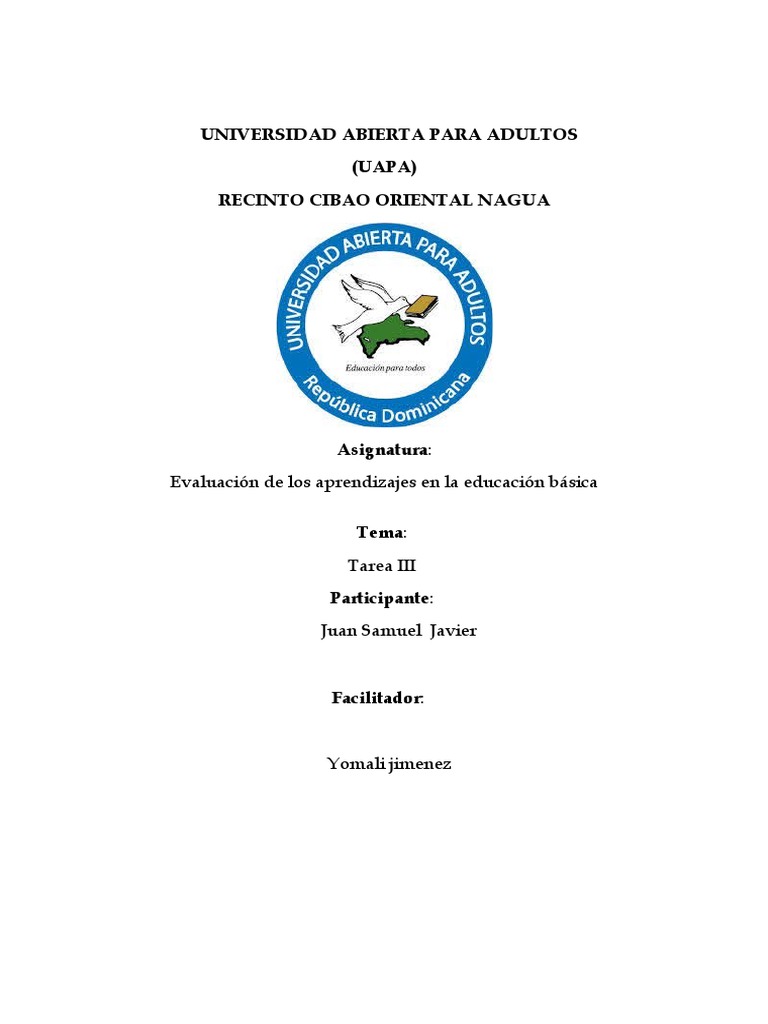 Universidad Abierta para Adultos: (UAPA) Recinto Cibao Oriental Nagua | PDF