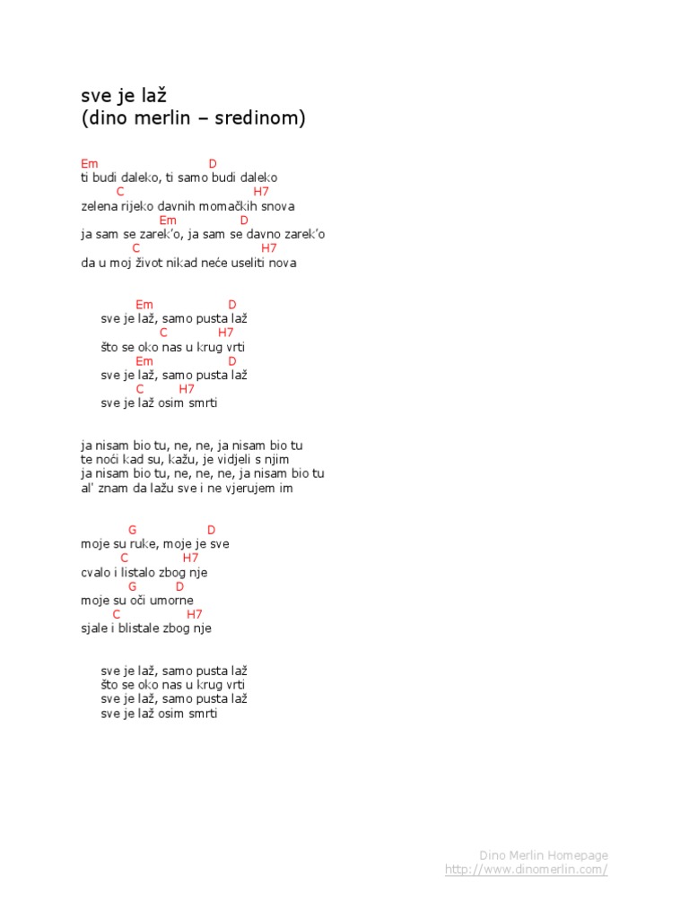 Sve Je Laz Dino Merlin | PDF