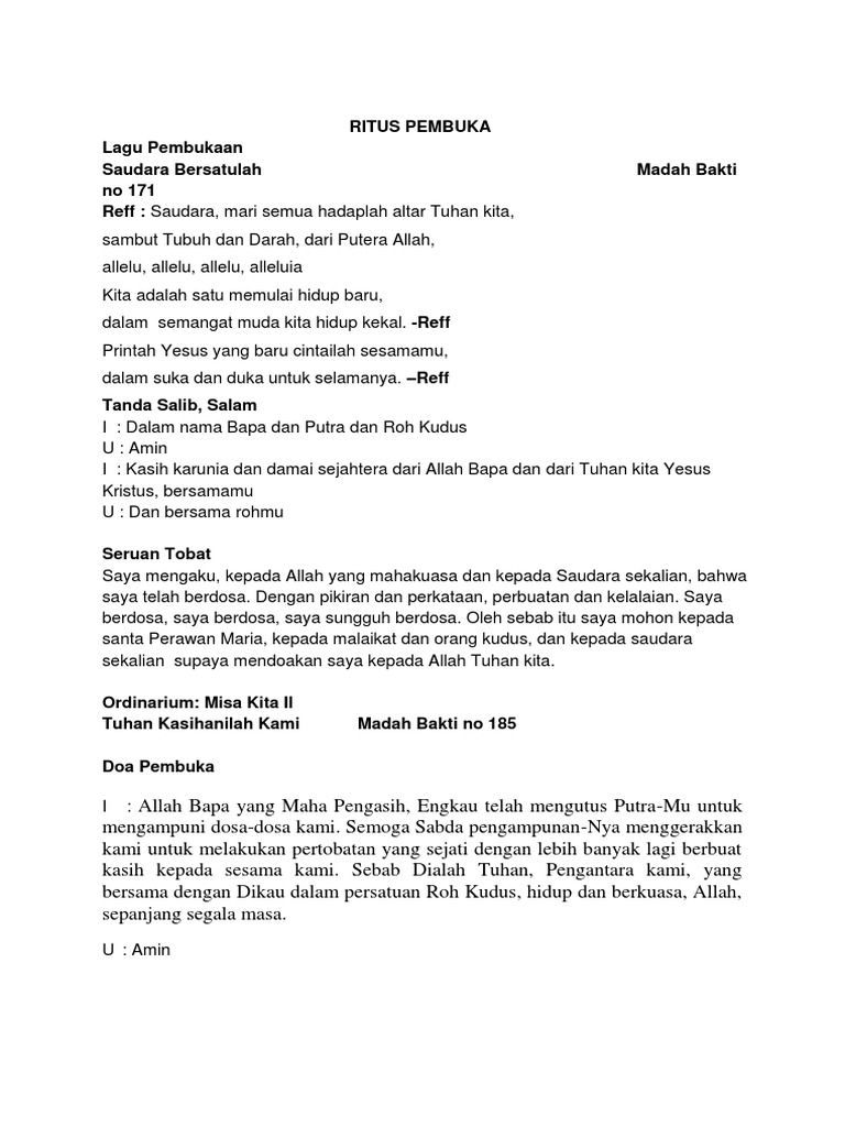 Teks Misa Ultah KMK Fisipol 2016 | PDF