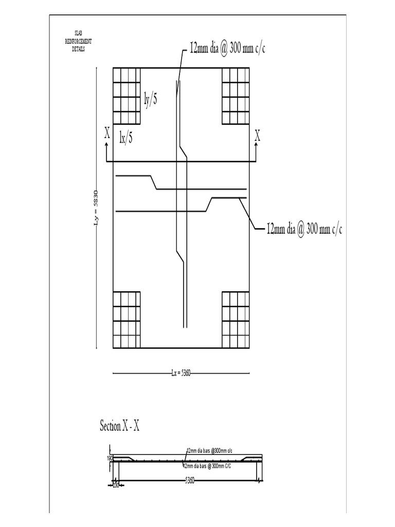 12mm Dia at 300 MM C/C: Slab Reinforcement Details | PDF