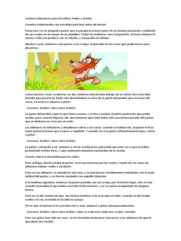 Cuentos Educativos Para Los Niños Pdf Oveja Cuentos