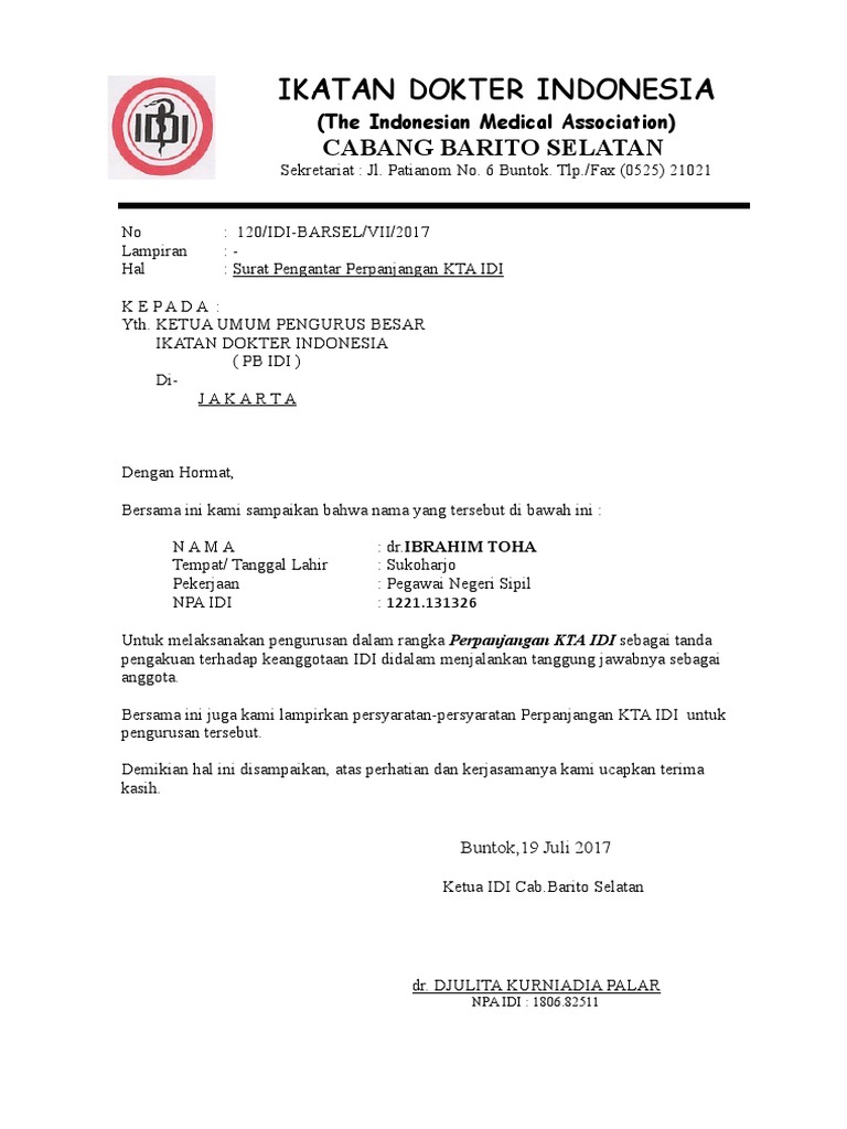 SRT Pengantar Kta Dr. Ibrahim Toha | PDF