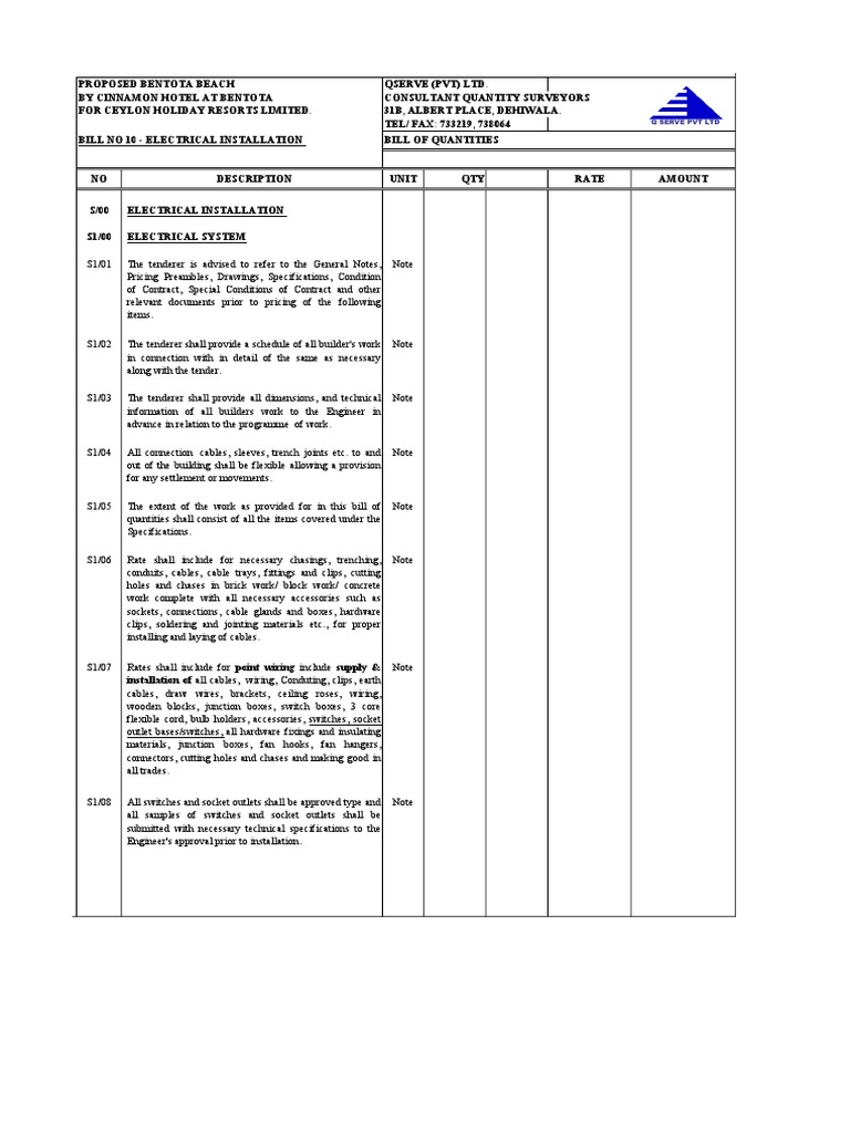 Electrical Boq | PDF | Electrical Wiring | Electrical Connector