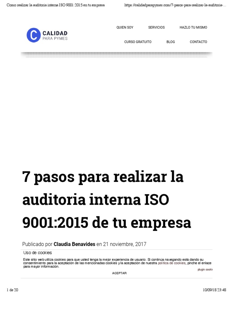 Auditoría Interna ISO 9001:2015 en 7 Pasos | PDF | Cookie HTTP | Blog