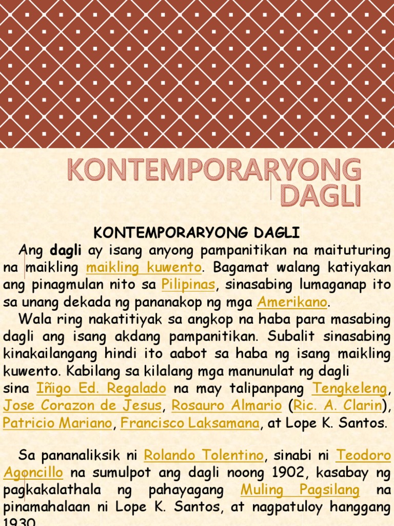 Kontemporaryong Dagli | PDF