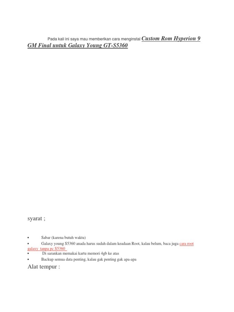 Custom ROM Galaxy Young GT-S5360 | PDF | Komputer