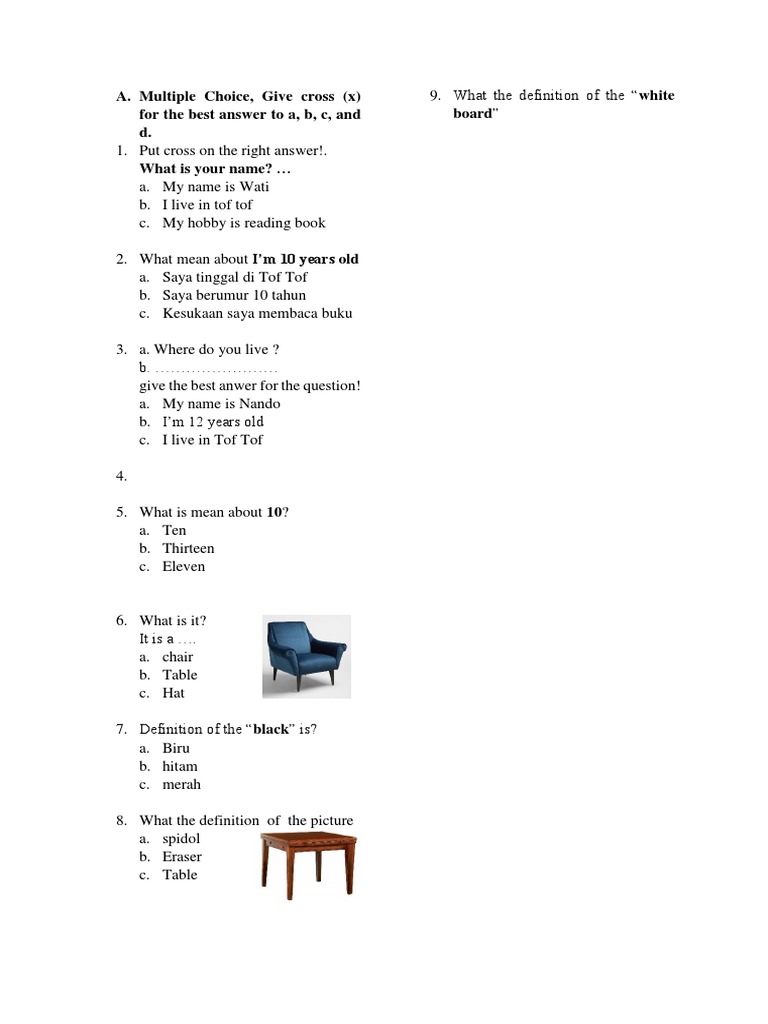 English Language Multiple Choice Quiz | PDF | Language Arts ...