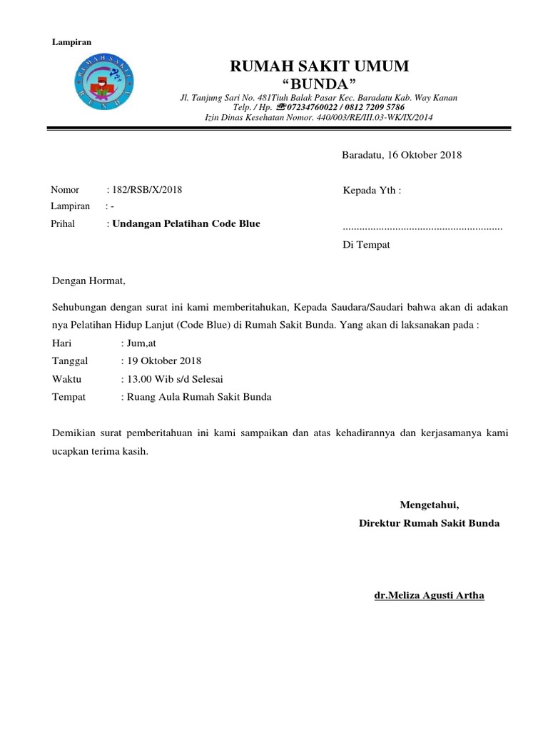 Undangan Code Blue Pelatihan | PDF