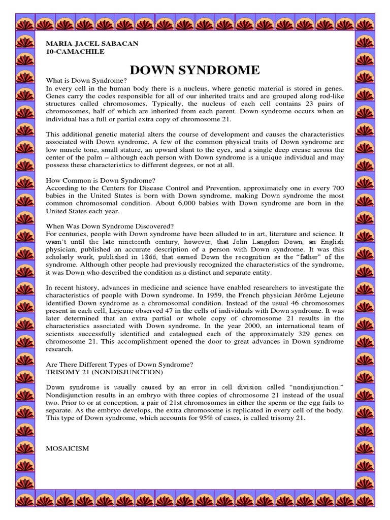 Down Syndrome | PDF | Down Syndrome | Genetics
