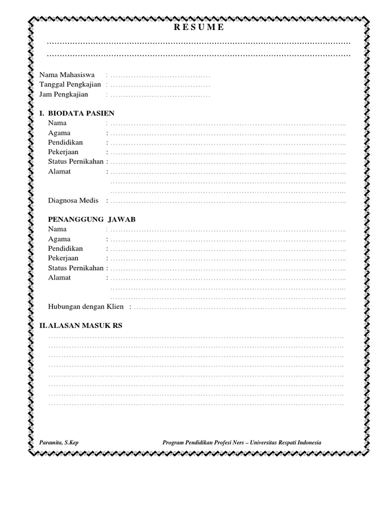 Resume: Paramita, S.Kep Program Pendidikan Profesi Ners - Universitas Respati Indonesia | PDF