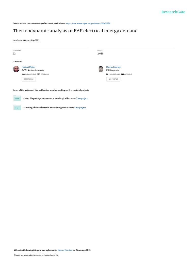 Thermodynamic Analysis of EAF Electrical Energy | PDF | Steel | Combustion