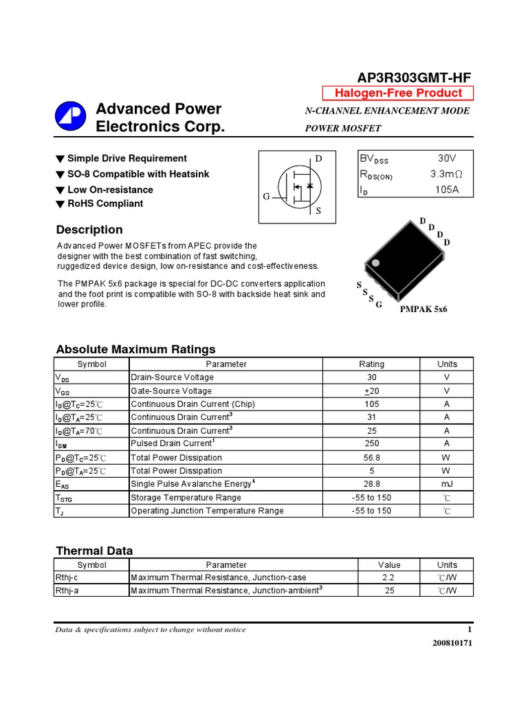 Data Sheet | PDF | Mosfet | Electrical Components