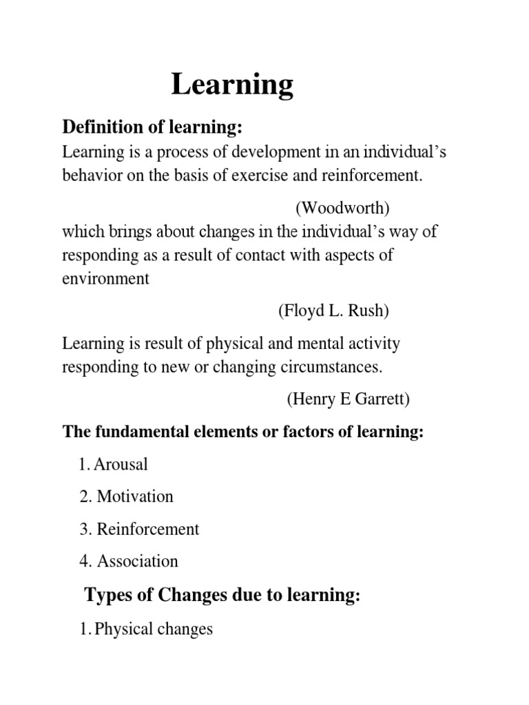 Definition of Learning | PDF | Classical Conditioning | Reinforcement
