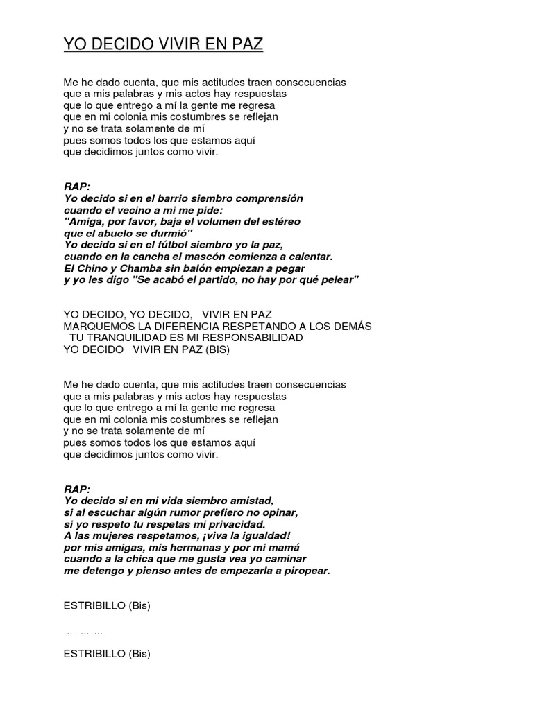 Yo Decido Vivir en Paz Letra | PDF