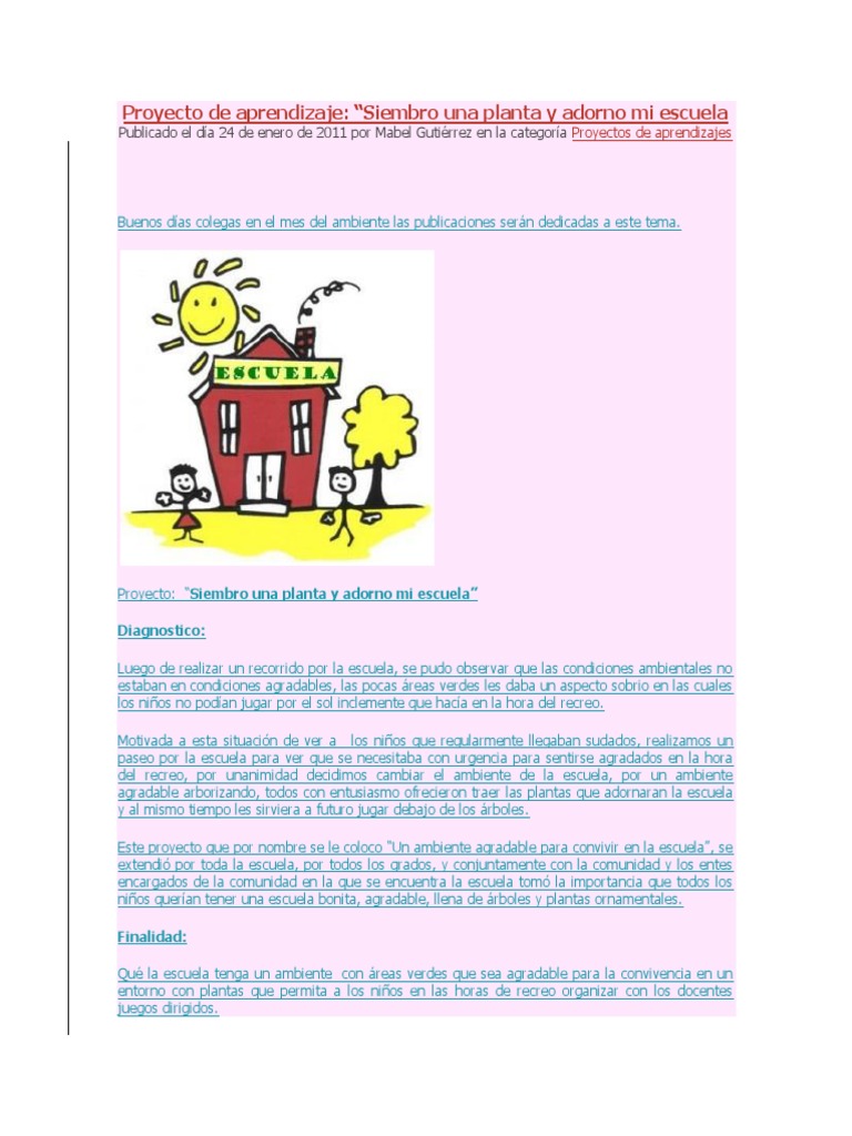 Proyecto "Siembro una planta" en la escuela | PDF | Educación de la ...