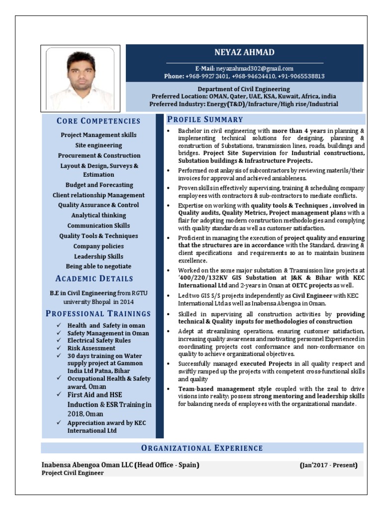 C C P S: Neyaz Ahmad | PDF | General Contractor | Project Management