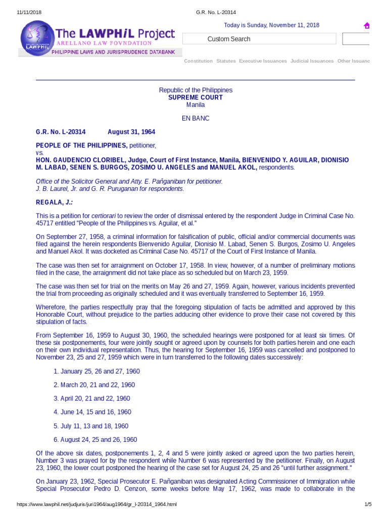 People Vs Cloribel, G.R. No. L-20314 | PDF | Double Jeopardy ...