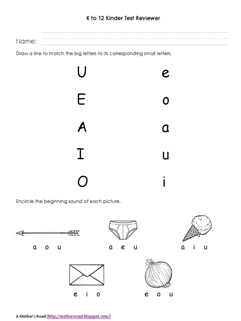 Kinder Test Review Activities | PDF