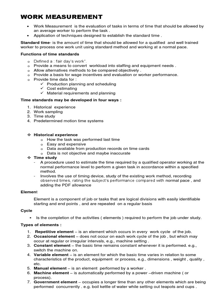 Work Measurement | PDF | Confidence Interval | Time