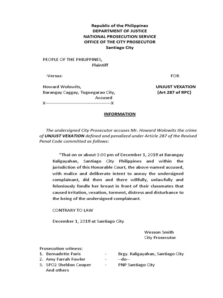 Republic of The Philippines Department of Justice National Prosecution ...