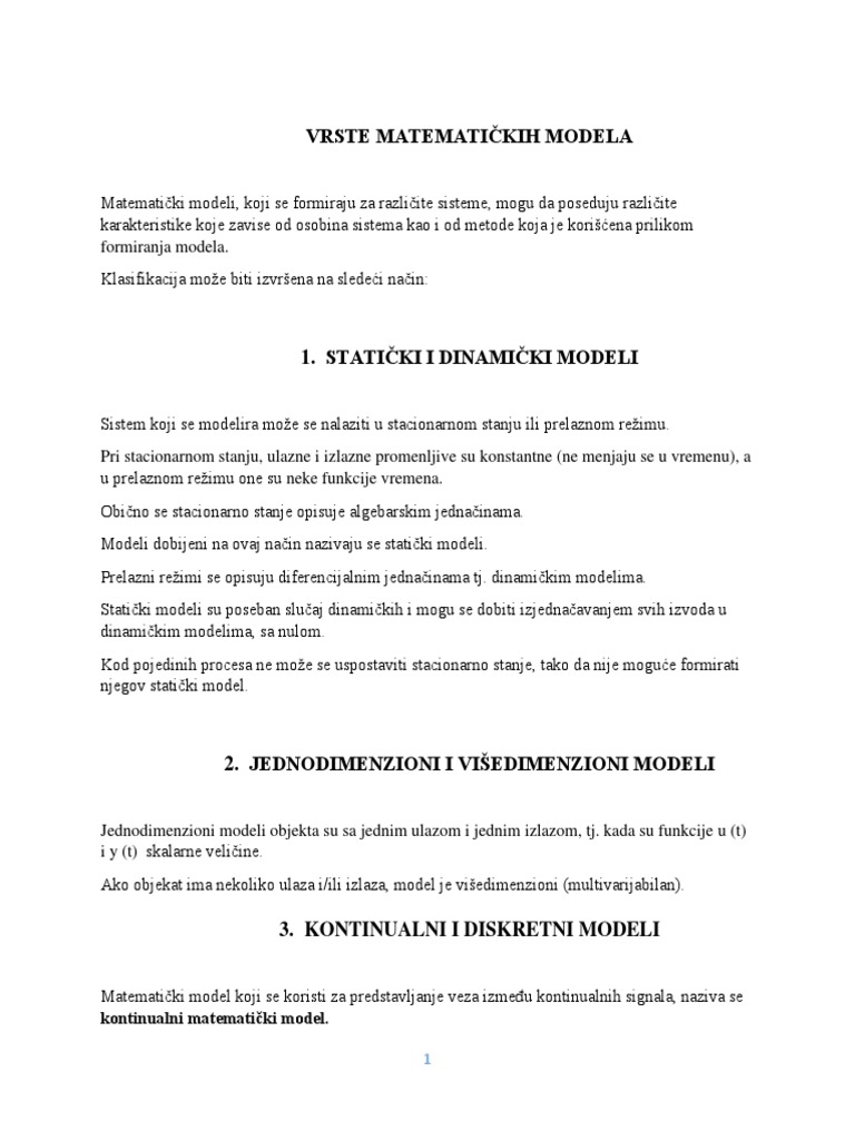 Vrste Matematičkih Modela | PDF