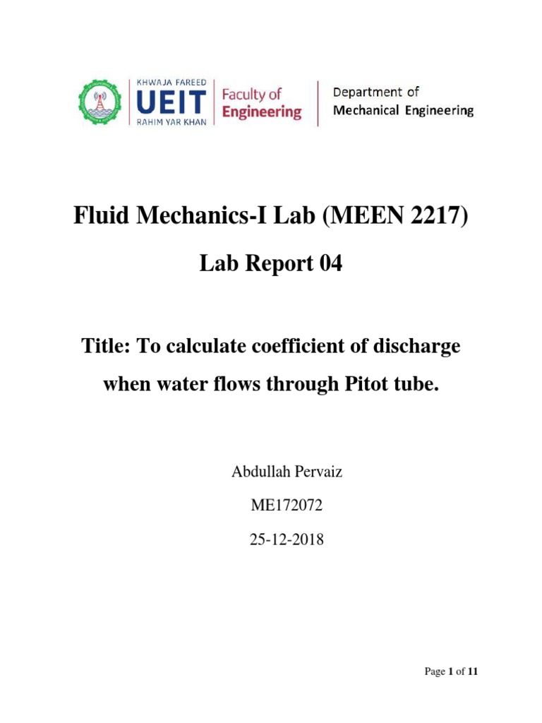 To Calculate The Reynold's Number 0f Laminar and Turbulent Flow Using ...