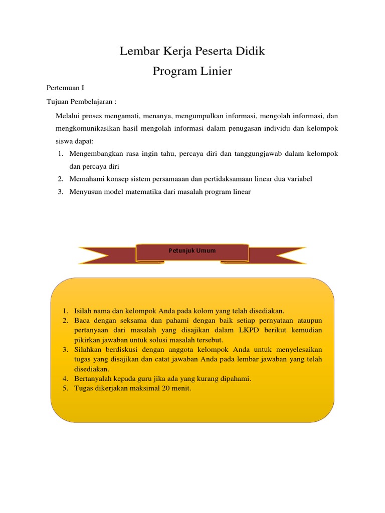 LKPD Program Linear | PDF