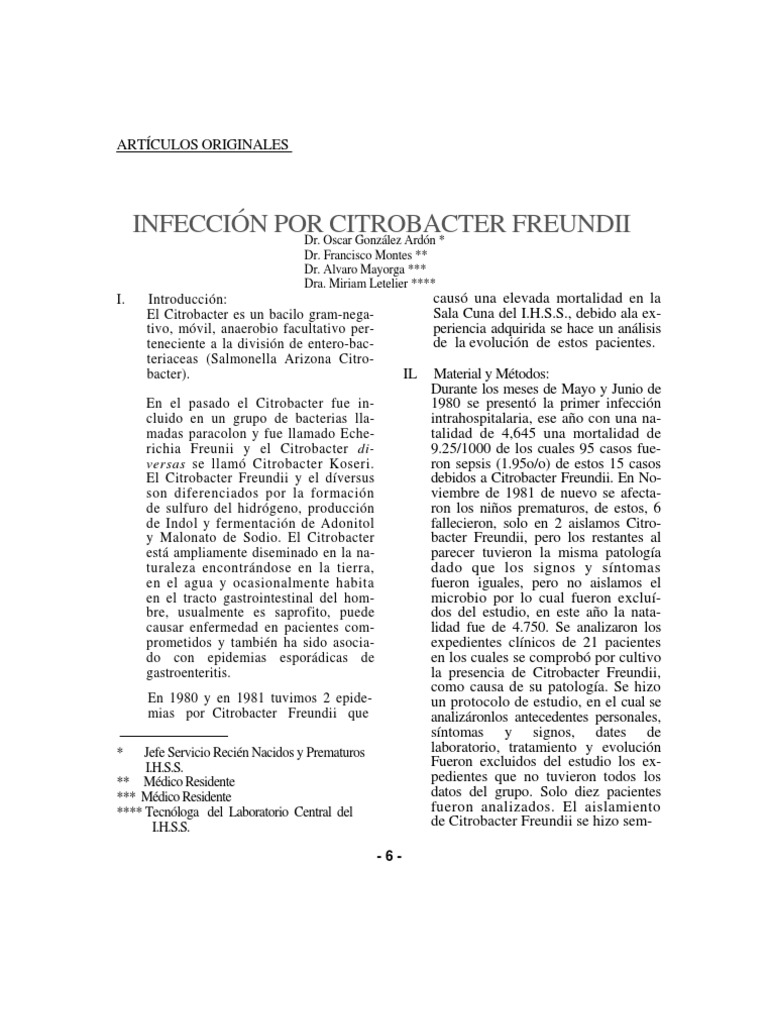 Infección por Citrobacter Freundii en Neonatos | PDF | Septicemia | Diarrea