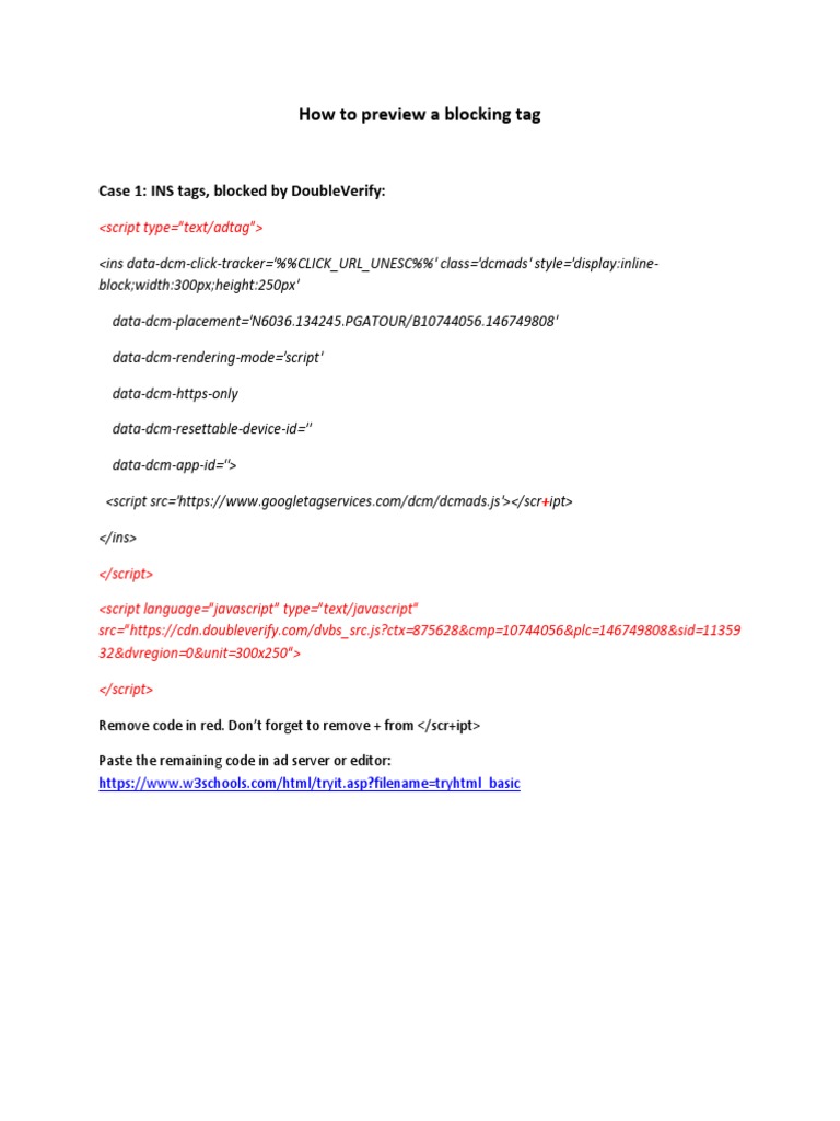 Blocking Tags - How To Preview A Blocking Tag | PDF | Java Script | Cyberspace