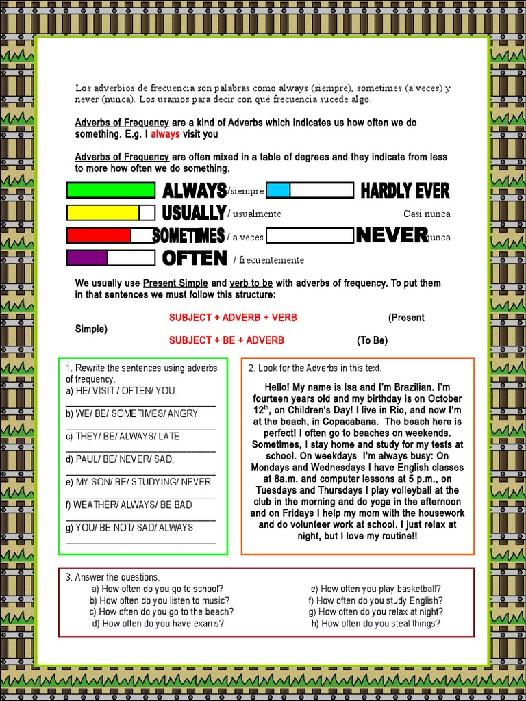 Adverbios de Frecuencia (Frequency Adv) | PDF | Adverb | Syntax