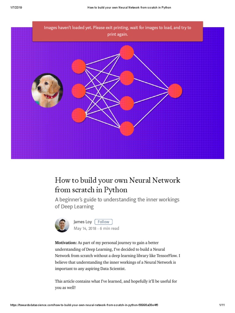 How To Build Your Own Neural Network From Scratch In Python Pdf Artificial Neural Network 9833