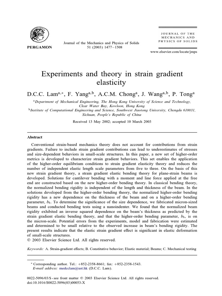 Experiments and Theory in Strain Gradient PDF | PDF | Deformation ...