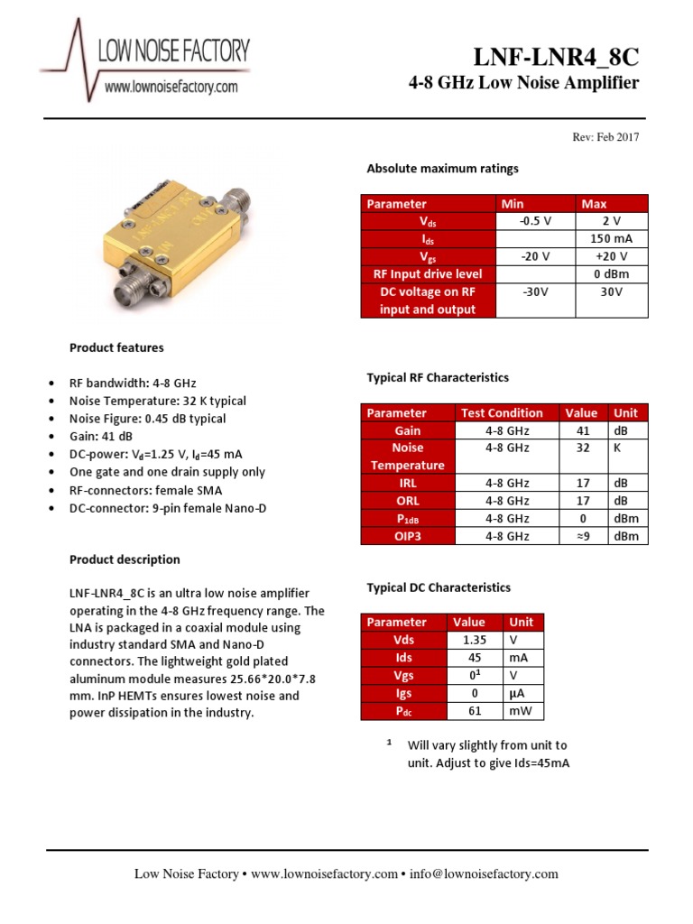LNF-LNR4 8C | PDF | Amplifier | Decibel