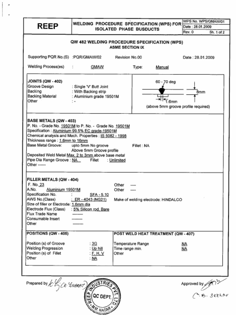 WPS PQR y WPQ de Soldadura en Fábrica | PDF